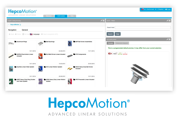 HepcoMotion setzt bei 3D CAD Download auf PARTcommunity Technologie