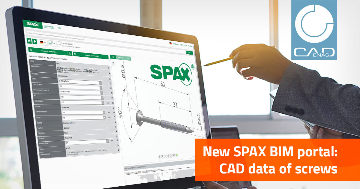 New SPAX BIM portal powered by CADENAS offers CAD data of screws
